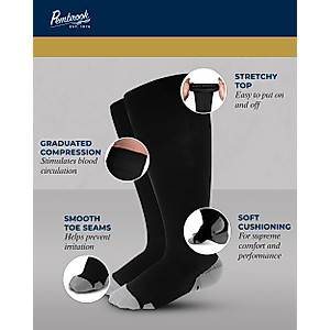 Pembrook Plus Size Compression Socks Wide Calf - Up to 6XL | Black Wide Calf Compression Socks Women Plus Size | Circulation Support Extra Wide Calf Compression Socks