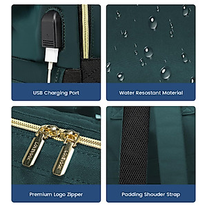 LOVEVOOK College Laptop Backpack, 15.6 Inch Travel Backpack for College, Waterproof Work Backpack Woman for Teacher Nurse Anti-theft Travel Back Pack, Gifts for Women,Dark Green