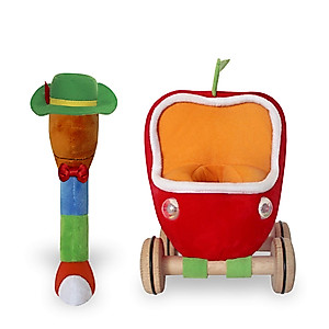 YOTTOY Richard Scarry Collection | Lowly Worm Soft Toy with Busytown Applecar – 2 in 1 Toy