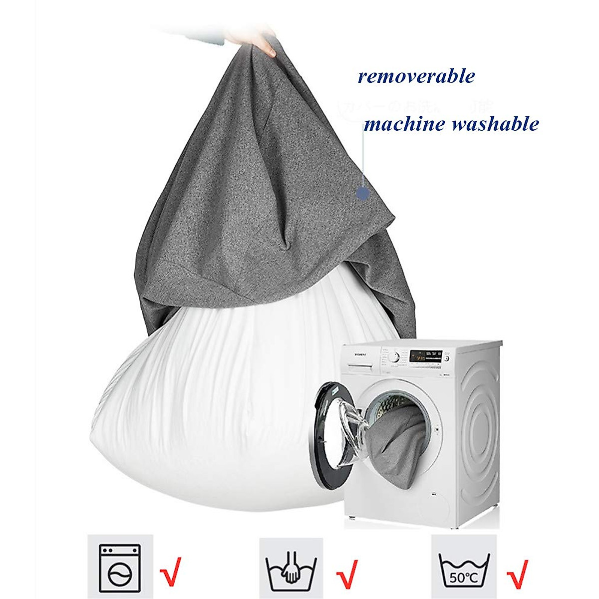 Stuffed Animal Storage Bean Bag Cover (No Filler) Extra Soft Beanbag Seat Chair Covers-Cotton Linen Memory Foam Beanbag Replacement Cover for Adults Kids Without Filling