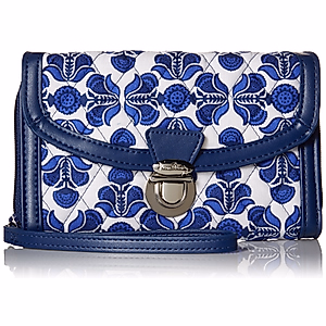 Vera Bradley Women's Cotton Ultimate Wristlet, Cobalt Tile with Navy, One Size