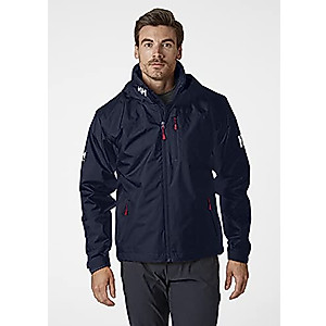 Helly Hansen Men's Crew Hooded Midlayer Fleece Lined Waterproof Raincoat Jacket, 597 Navy, 3X-Large