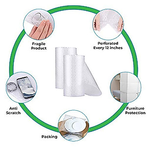Air Bubble Cushioning Wrap large Rolls for Heavy-Duty Packing, Moving, Shipping, Packaging Boxes Mailers | 12 Inch x 72 Feet Total, Perforated Every 12"| 2 Pack, 36' Roll | 30 Fragile Sticker|USA Made