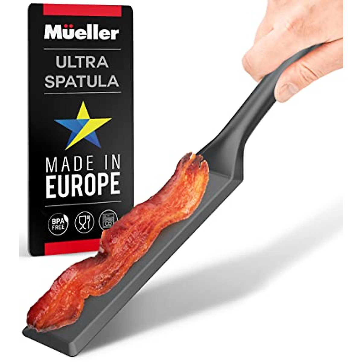 Mueller EuroPhoria Series Spatula, Heat Resistant Nylon Kitchen Turner, Cooking Utensils for Flipping Pancakes, Eggs, Burgers, Crepes and More, Perfect for Nonstick Cookware, Grey