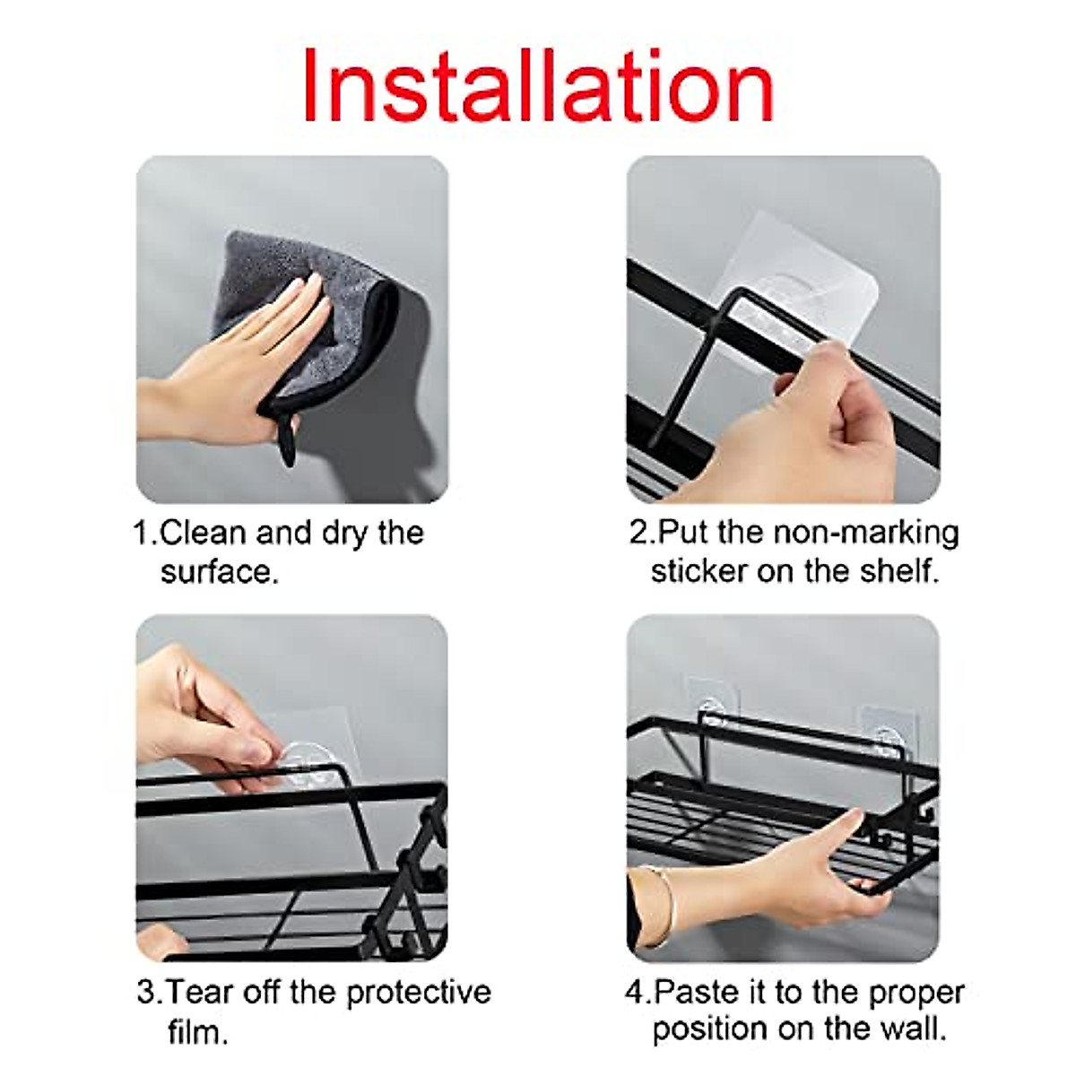 Shower Caddy,Bathroom Organizer,Shower Organizer (2 Pack),Adhesive Shower Organizer No Drilling,Self Adhesive Bathroom Shelves Basket,Corner Shower Shelf with 6 Hooks,bathroom storage