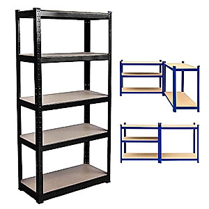AUTOFU 5 Tier Heavy Duty Metal Shelves, Kitchen Garage Storage Shelving Unit, Commercial Storage Rack, Boltless Utility Shelf for Pantry Closet Office Laundry, 66x30x12inch(H*W*D)