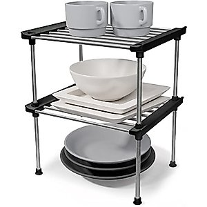 Carrotez Stackable Pantry Cabinet Organizer Set of 2, Pantry Organization and Storage, Cabinet organizers and Storage, Pantry Storage Shelf Organizer, Kitchen Cabinet Organizer, Black 9.8 x 7.8 x 6.1