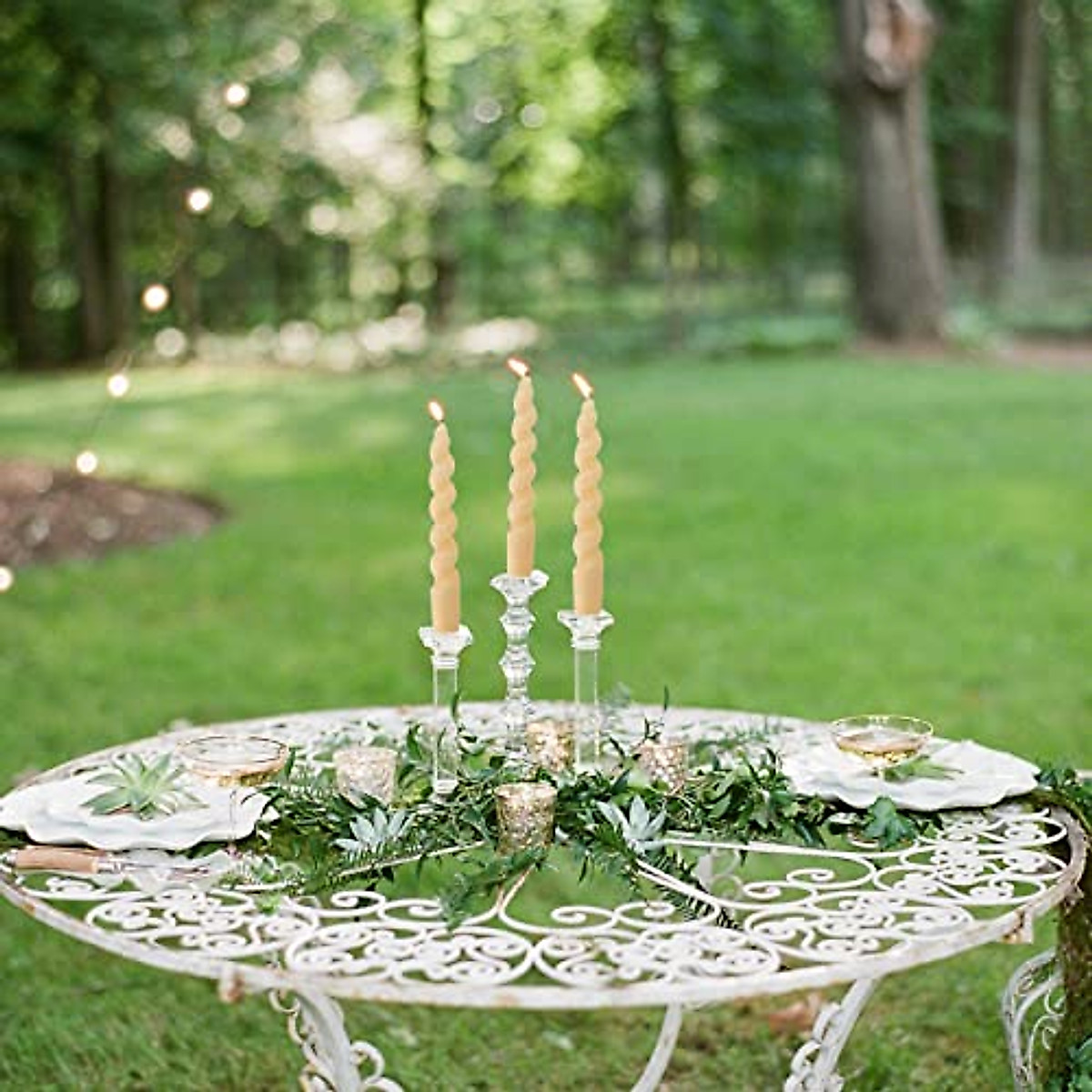 Spiral Taper Dinner Candles - Conical Stick Candles, H 7.5inch, Unscented, Aesthetic Candle, 3/4 Taper Candles, Long Votive Candles,Christmas Giftt,Chime Candles(Yellow)