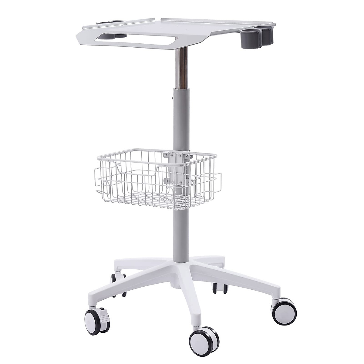 RustyVioum Mobile Trolley Cart Medical Cart with Wheels, 33.46*43.71inch Height Adjustable Dental Cart Rolling Desktop Lab Cart, 55.12lbs Dental Equipment Holder Car w/19.3*16.9inch Large Tabletop