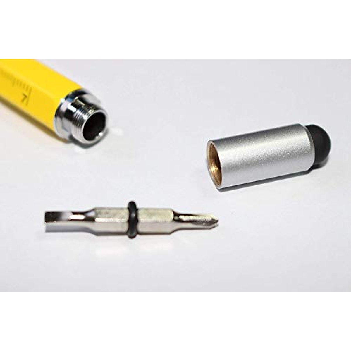 Multi-word 6 in 1 Multi Function Tool Ballpoint Pen with Ballpoint, Ruler, Screwdriver, A Flat Head, Touch-Screen Pen, Levelgauge (2PCS Yellow)