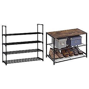 HOMEFORT 4-Tier Shoe Rack All Metal 3-Tier Shoe Rack