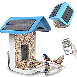 Sainlogic Free AI Smart Bird Feeder with 1080P HD Camera, Camera Bird Feeder Identify Bird Species with 2 Solar Panels, Video Bird Feeder with WiFi & Motion Detection, Smart Bird Feeders as Gifts