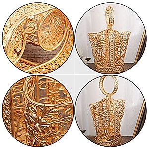 Cabilock Kitchen Utensils Holder Caddy Utensil Organizer Vintage Golden Spoon Holder Silverware Caddy for Countertop Decoration