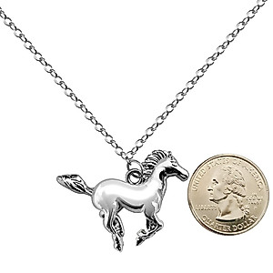 BANCHELLE Horse Pendant Horse Necklaces with Pouch Silver