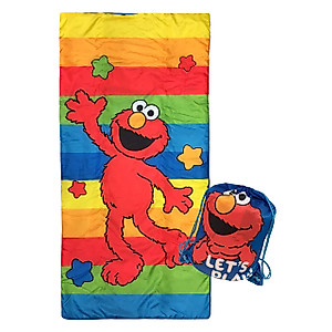 Jay Franco Sesame Street Lets Play Slumber Sack - Cozy & Warm Kids Lightweight Slumber Bag/Sleeping Bag - Featuring Elmo (Official Sesame Street Product)