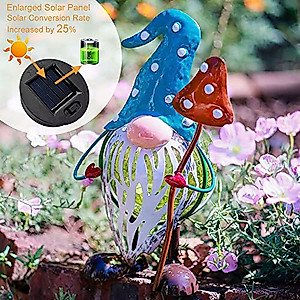 dreamskip Solar Outdoor Lights Decorative, Metal Gnomes Statue Decorations, Garden Solar Lights Table Lantern Lamps for Patio, Yard, Porch, Balcony