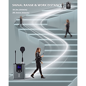 ttstar Wireless Microphone System Headset/Stand/Lavalier Mic with Rechargeable Bodypack Transmitter Receiver for PA Speaker, Camera, Recording, Teaching, Church