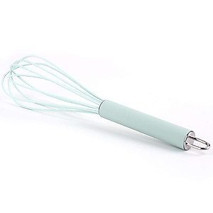 GorGin high temperature and easy to clean silicone whisk, stirrer, 10 inch, grip good grip design for Blending Whisking Beating Stirring Cooking Baking (1 Pack | blue)