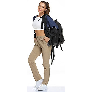 Womens Khaki Golf Pants Quick Dry Travel Nylon Cargo Waterproof Hiking with Pockets Small