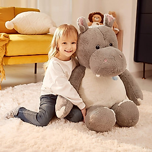 IKASA Giant Hippo Stuffed Animal - 30" Jumbo Plush Toy, Soft & Cute for Kids, Boys & Girls (Gray)