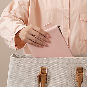 Vorey Silicone Makeup Brush Holder Travel Essentials Portable Zippered Large Capacity Cosmetic Brush Case Makeup Brush Pouch for Women, Pink