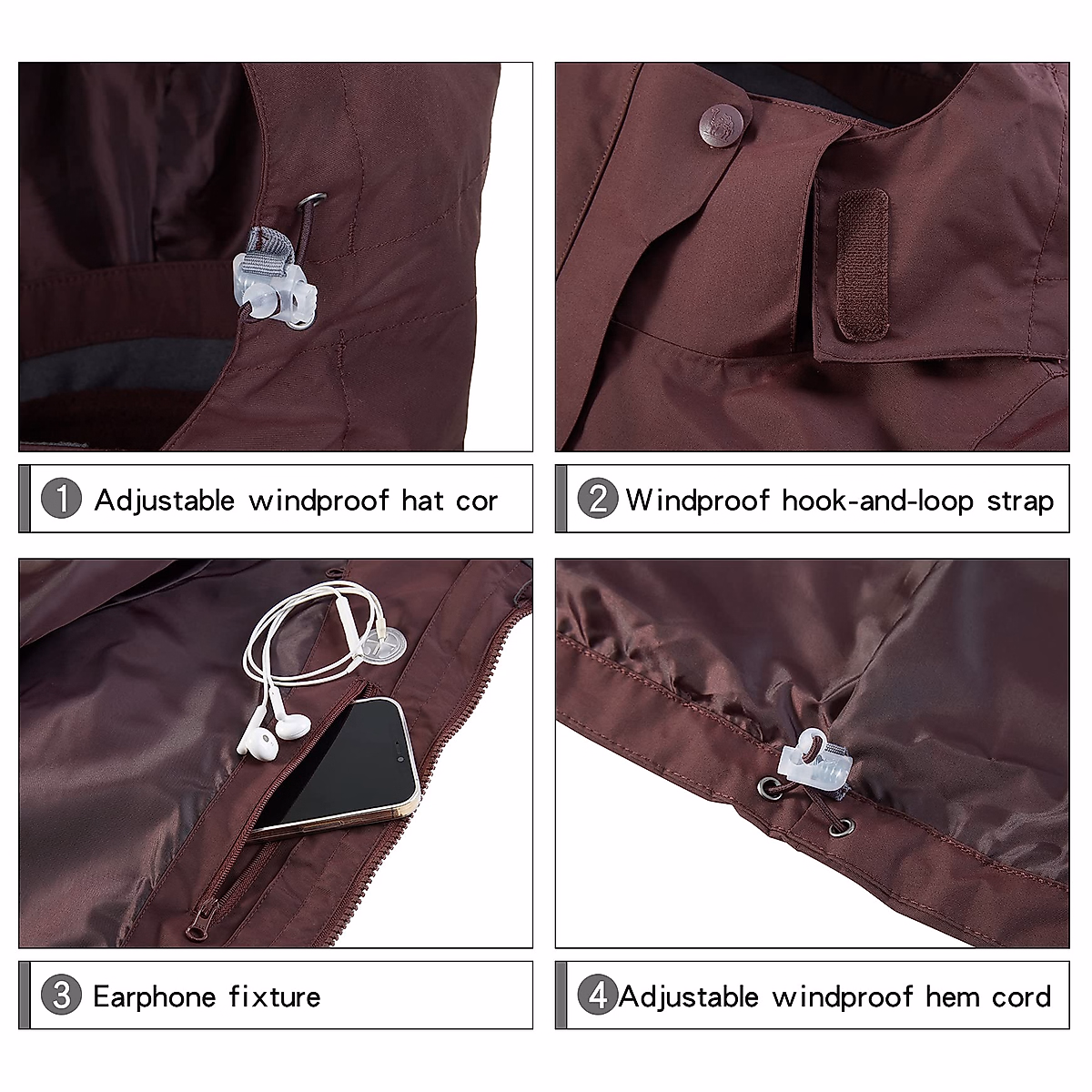 CAMEL CROWN Women's Ski Jacket Waterproof 3 in 1 Winter Jacket Windproof Warm Fleece Hooded Snowboard Mountain Snow Coat