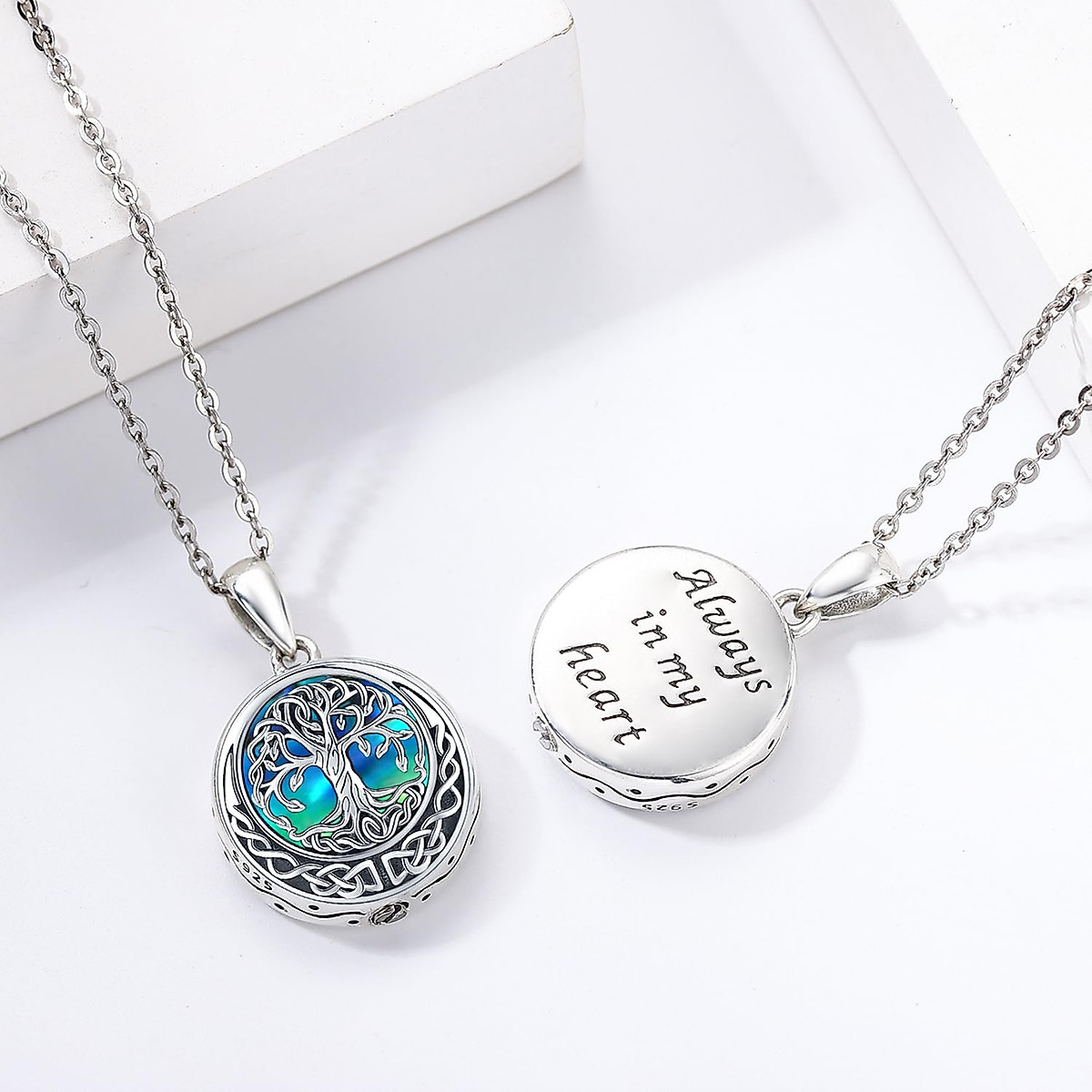 Aniu Cremation Jewelry for Ashes S925 Sterling Silver Urn Necklace Memorial Necklace for Human Ashes of Loved Ones Keepsake Pendant for Men Women
