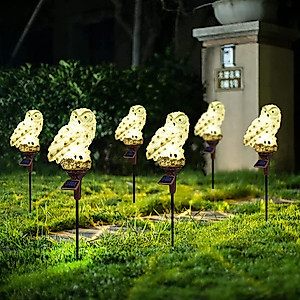 Solar Owl Garden Light, Outdoor Solar Powered Owl Stake Lights 2 Pack for Walkway Yard Lawn Landscape Lighting (Owl)