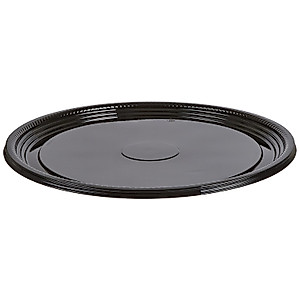 CaterLine Casuals Plastic Platter Round Tray, 16-Inch, Black (25-Count)