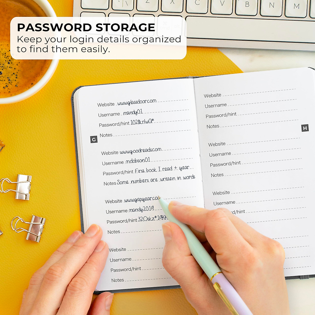 Clever Fox Password Book – Alphabetized Internet Address & Password Organizer – Computer & Website Password Keeper Notebook – Log-In Password Journal – Pocket, 6.2x3.5″, Hardcover (Mystic Gray)
