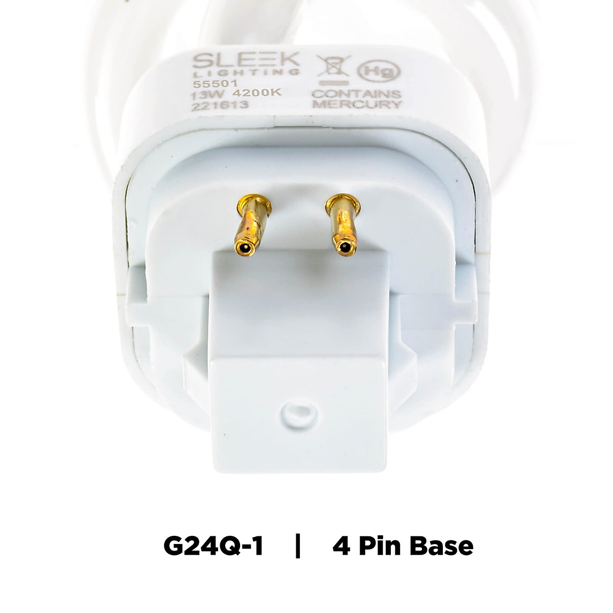 SLEEKLIGHTING 13 Watt T3 Spiral CFL 4 Pin G24Q-1 Base Light Bulb 4200K 800lm - Compact Fluorescent -Warm White Light 4pack