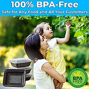 Pro Grade, BPA Free Plastic Containers with Lids, 100ct. 12oz, Leakproof, Microwavable Portion Container for To-Go Orders, Food Prep and Storage. Reusable Bento Boxes for Restaurant, Cafe and Catering