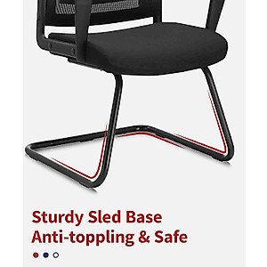 CLATINA Waiting and Guest Chairs for Conference Room with Lumbar Support and Mid Back Mesh Space Air Grid Series Black 1 Pack