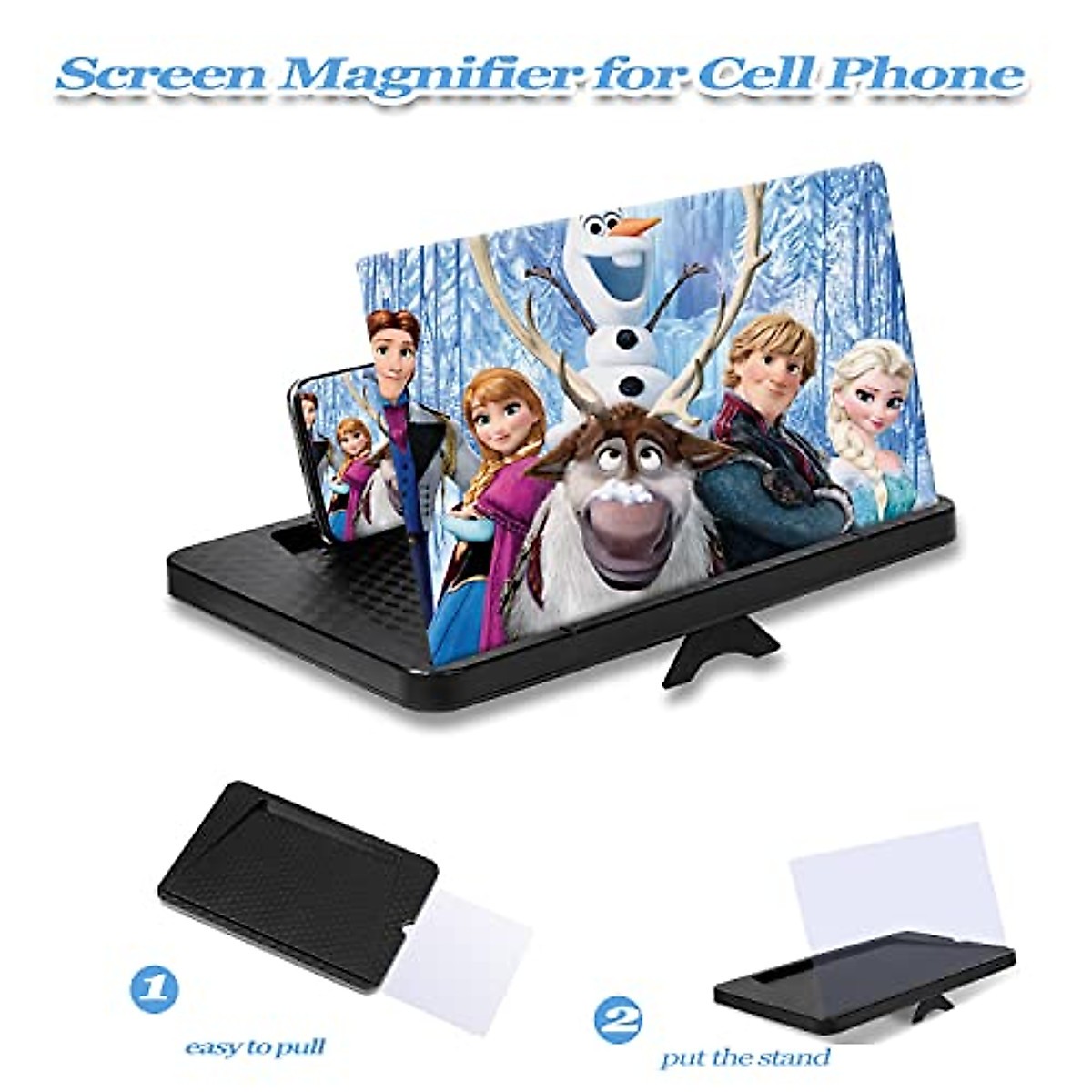 14" Screen Magnifier for Cell Phone, Portable 3D HD Magnifying Projector Screen Enlarger for Movies, Short Videos Gaming Foldable Phone Stand with Screen Amplifier Compatible with All Smartphones