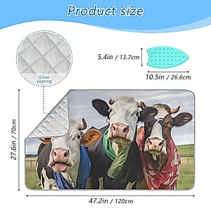 GOODOLD Funny Cows Pattern Ironing Mat Portable Travel Ironing Pad for Washer,Dryer,Table Top, Iron Board Alternative Cover, Large Heat Resistant Ironing Blanket