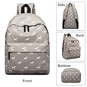 MISS LULU Backpack Horse Print Canvas Backpack Casual Daypack for Girls Boys Teenager
