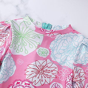 ACSUSS Infant Baby Girl Swimsuit Long Sleeve Floral Rash Guard UPF 50+ Sun Protection Swimwear Pink 0-3 Months