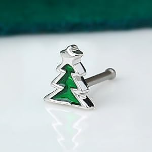 OUFER 3pcs 20G Christmas Nose Rings Pack Surgical Steel Nose Studs Bone Nose Piercing Jewelry Santa Claus Women Men Gifts