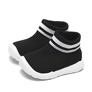 Engtoy Baby Shoes Baby Sock Shoes Baby Walking Shoes Infant Non-Slip Breathable Slippers with Soft Rubber Sole Baby Boys Girls Slip On Sneakers Black