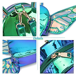 ENJOININ Women's Laser Holographic Backpack Butterfly Angel Wings Casual Daypack Shoulder Bag