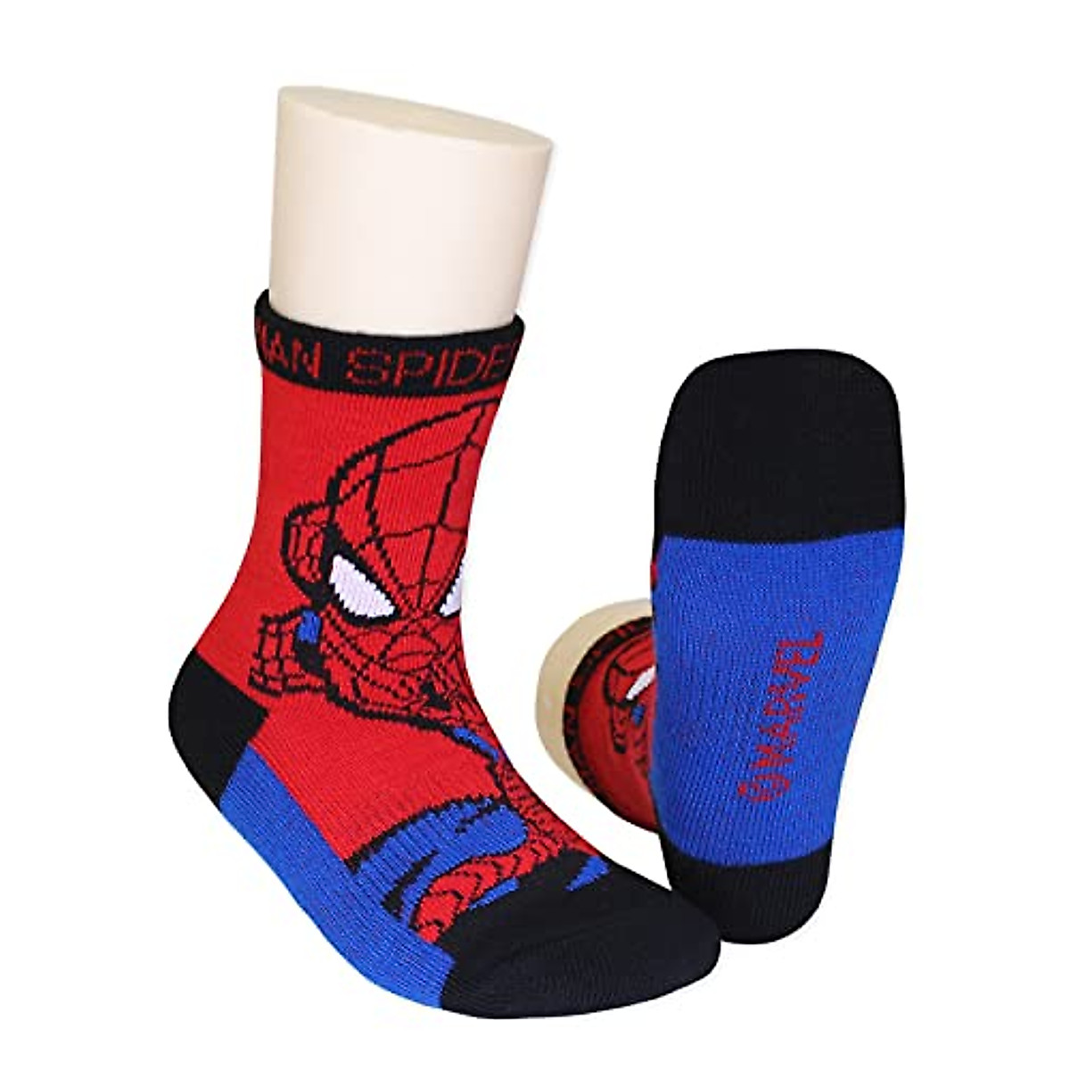 Marvel Super Hero Adventures Spider-Man Boys Toddler Crew Socks, 6 pack, Multicolor, 5-7 Years