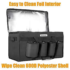 Homemell Large Insulated Bag with Drink Holder Reusable Grocery Bags to Keep Pizza and All Items Hot, Cold and Frozen - Black Collapsible Cooler, Thermal Bag for Travel and Food Transport