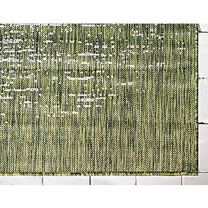 Unique Loom Modern Collection Gradient, Distressed, Vintage, Abstract, Indoor and Outdoor Area Rug, 2 ft x 6 ft, Green/Beige