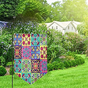 Mexican Talavera Tile Pattern Premium Garden Flags - Garden Decoration Flags/Yard Decoration Flags/Outdoor Garden Flags/Two Shapes Available