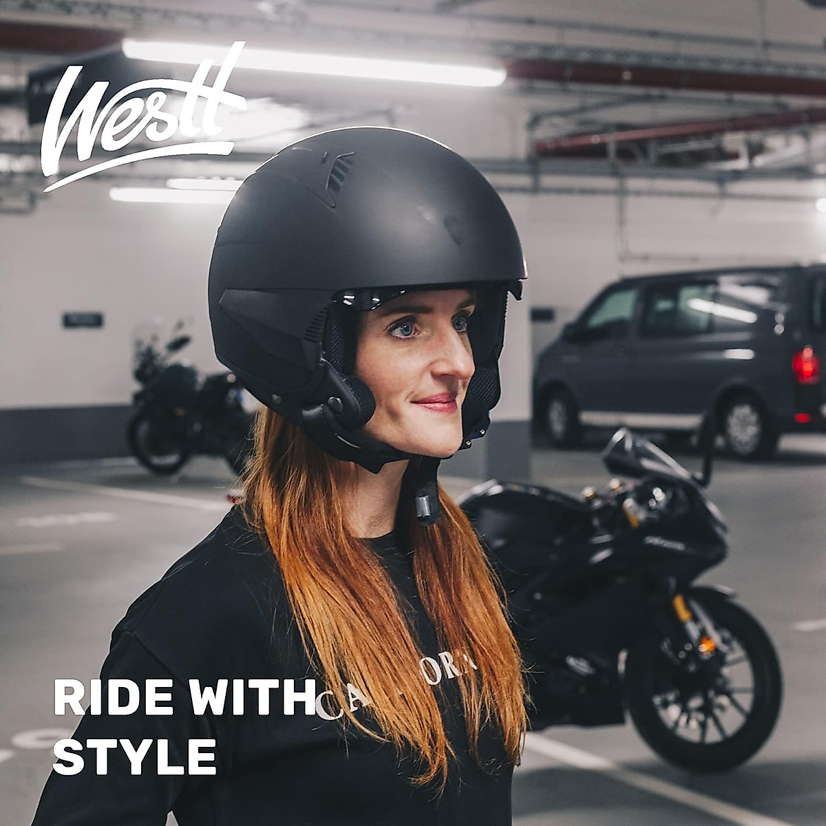 Westt Half Helmet Motorcycle - Scooter Helmet Open Face Motorcycle Helmet for Women & Men - 3/4 Helmet Motorcycle Moped Helmet with Sun Visor DOT Approved