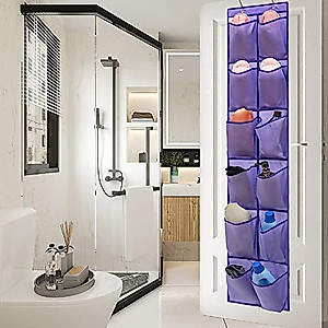 ANIZER Hanging Storage Organizer Over the Door Shoes Organizer Kids Shoe Rack with 12 Large Fabric Pockets for Closet Shoe Holder Hanger (PURPLE)