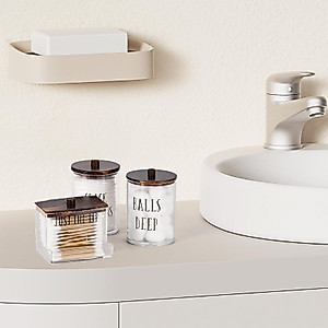 Tbestmax Qtips Holder Dispenser, 10/7 oz Bathroom Container for Cotton Ball Cotton Swabs, Apothecary Jar Organizer for Storage(Wood Lids)