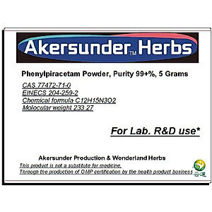 Akersunder Phenylpiracetam Powder, Purity 99.9+%, 5 Grams. Include 100mg Scoop