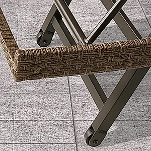 Ulax Furniture Outdoor Wicker Chaise Lounge Adjustable Padded Patio Reclining Chaise Lounger Chairs with Non-Rust Aluminum Frame and Wheels, Set of 2