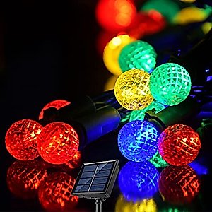 X-GiftKey Solar Christmas Lights Outdoor G15 Raspberry String Lights,23FT 50Leds Multicolor Solar Xmas Lights Outdoor Waterproof Solar Holiday Led Fairy Lights for Xmas Tree,Patio, Garden, Party Decor